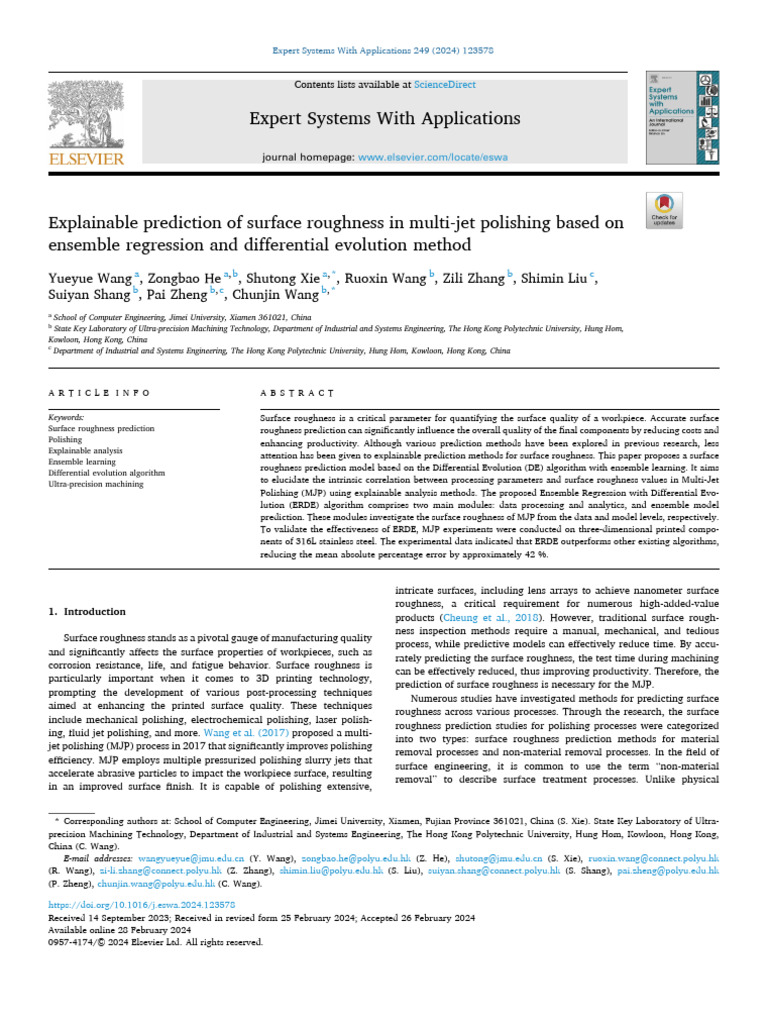 Explainable Prediction of Surface Roughness in Multi-Jet Polishing Based On | PDF | Regression ...