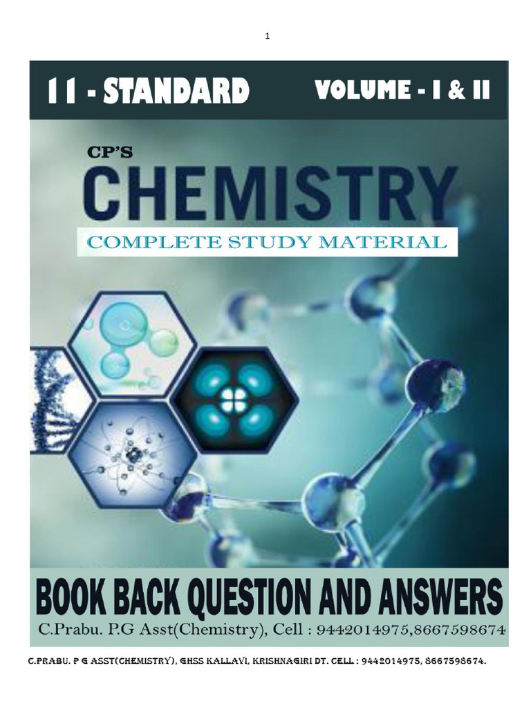 11 Standard Chemistry Complete Study Materials & Bookback Question and ...