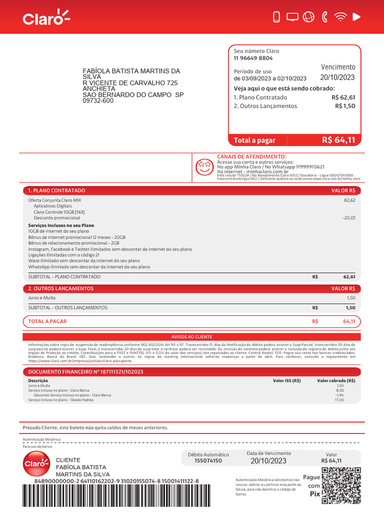 Comprovante de Residencia. | PDF | Serviços financeiros | Bancos