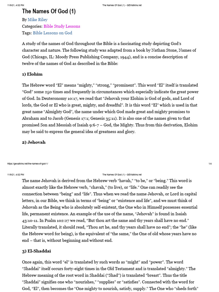 The Names of God | PDF | Names Of God In Judaism | Torah Books