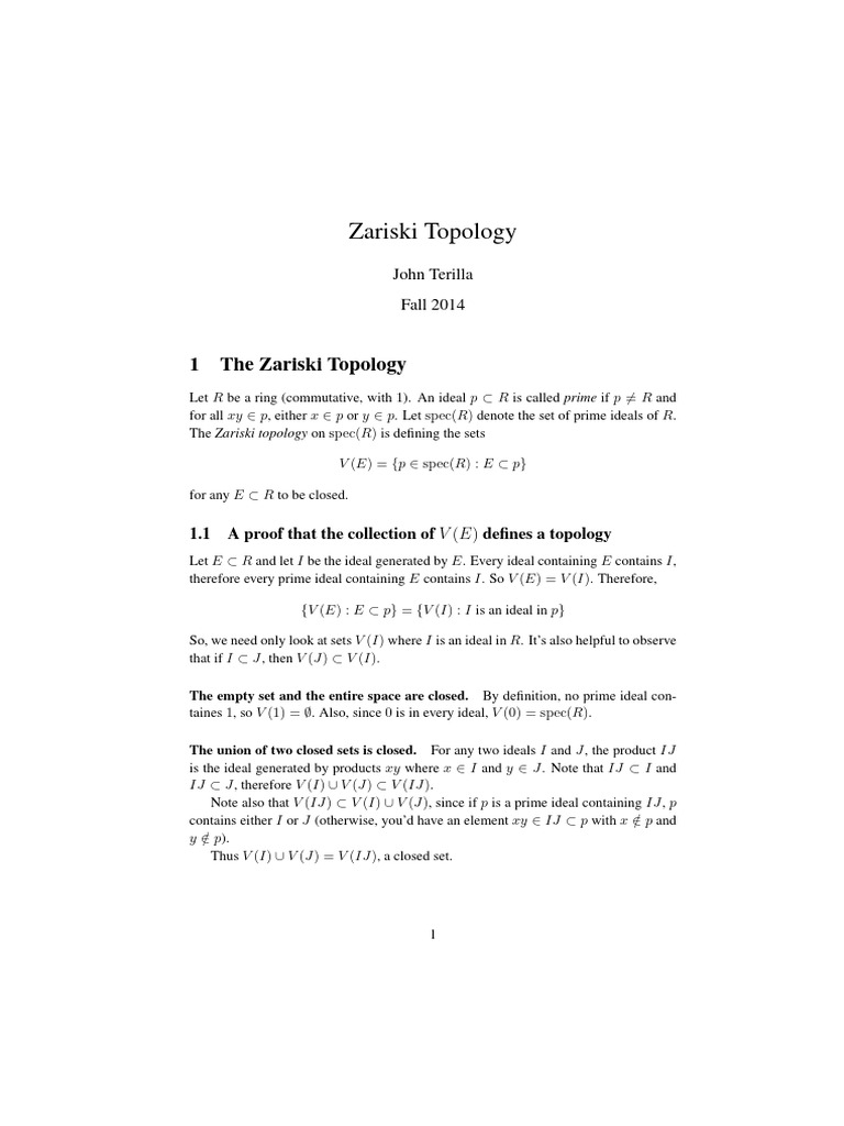 notes2_zariski topology | Download Free PDF | Factorization ...