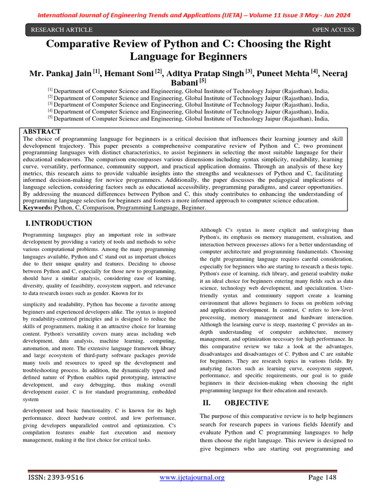 (IJETA-V11I3P28) :mr. Pankaj Jain, Hemant Soni, Aditya Pratap Singh, Puneet Mehta, Neeraj Babani ...