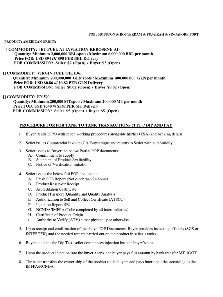 Procedure for Fob Tank to Tank Transactions (Ttt) Dip and Pay | PDF