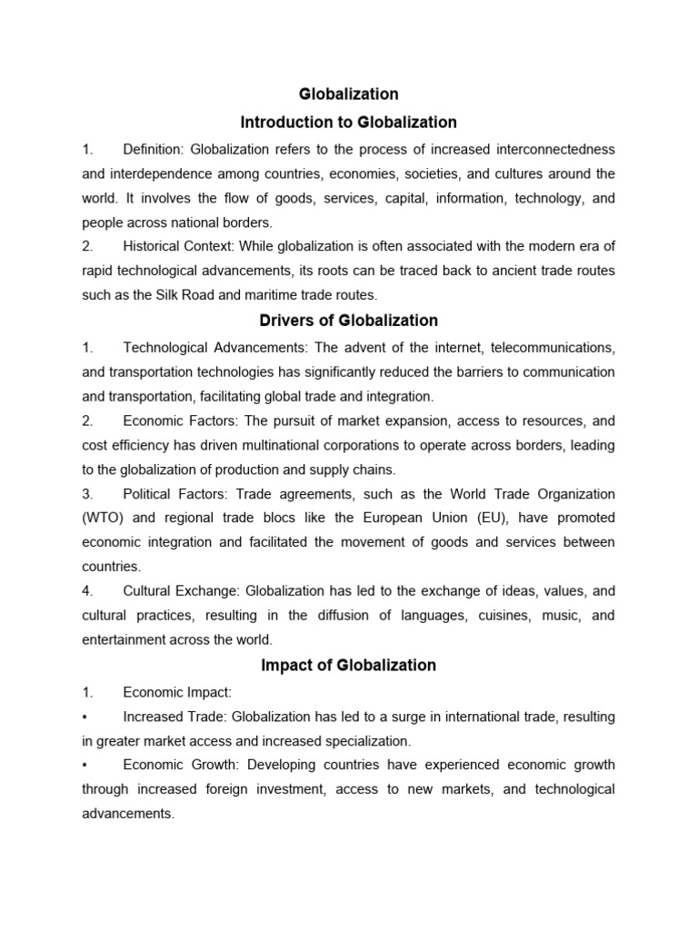 Globalization Lecture Note | PDF | Globalization | Economies