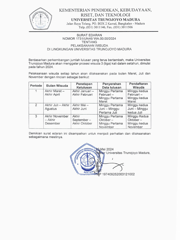 Surat Edaran Wisuda | PDF