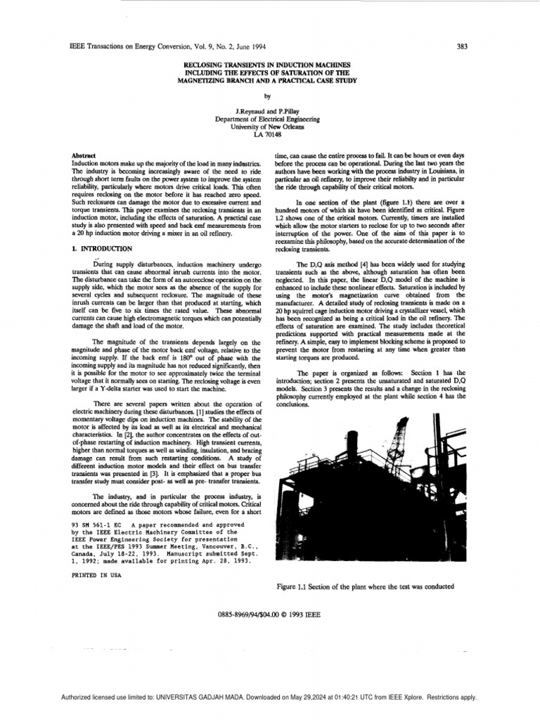 [5] Reclosing Transients In Induction Machines Including The Effects Of