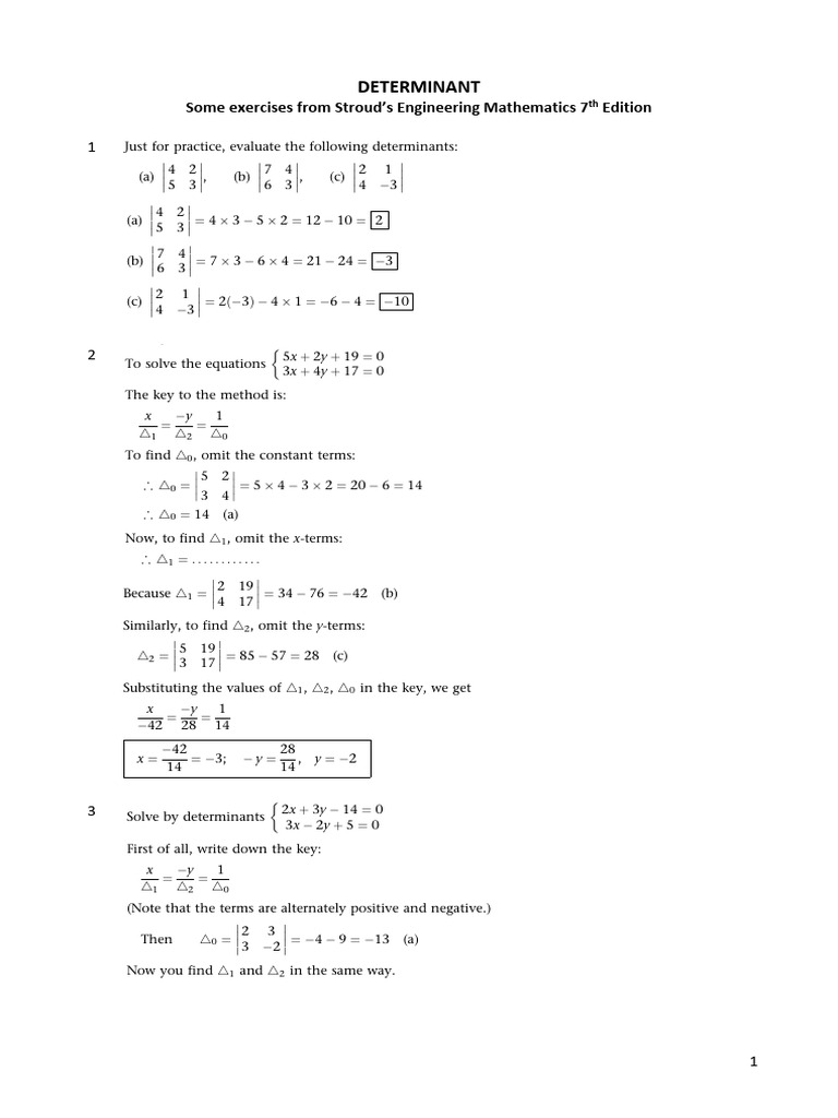 Determinat - Exercises | PDF | Determinant | Mathematics