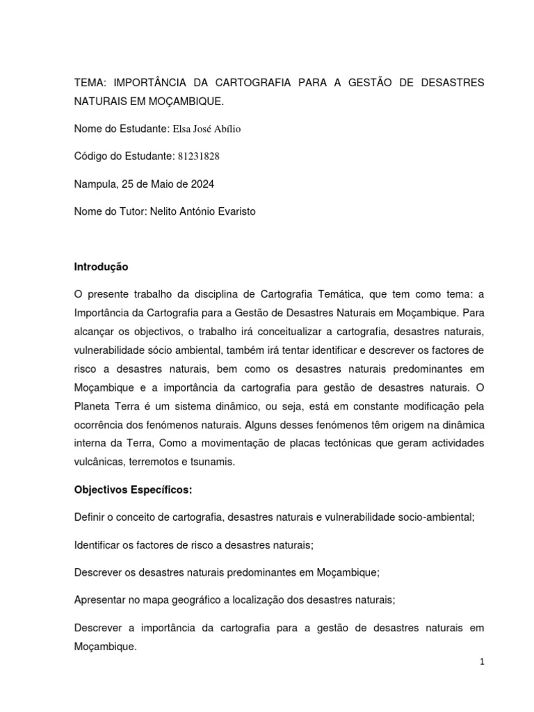 Trabalho de Cartografia ELSA NUNES | PDF | Cartografia | Enchente