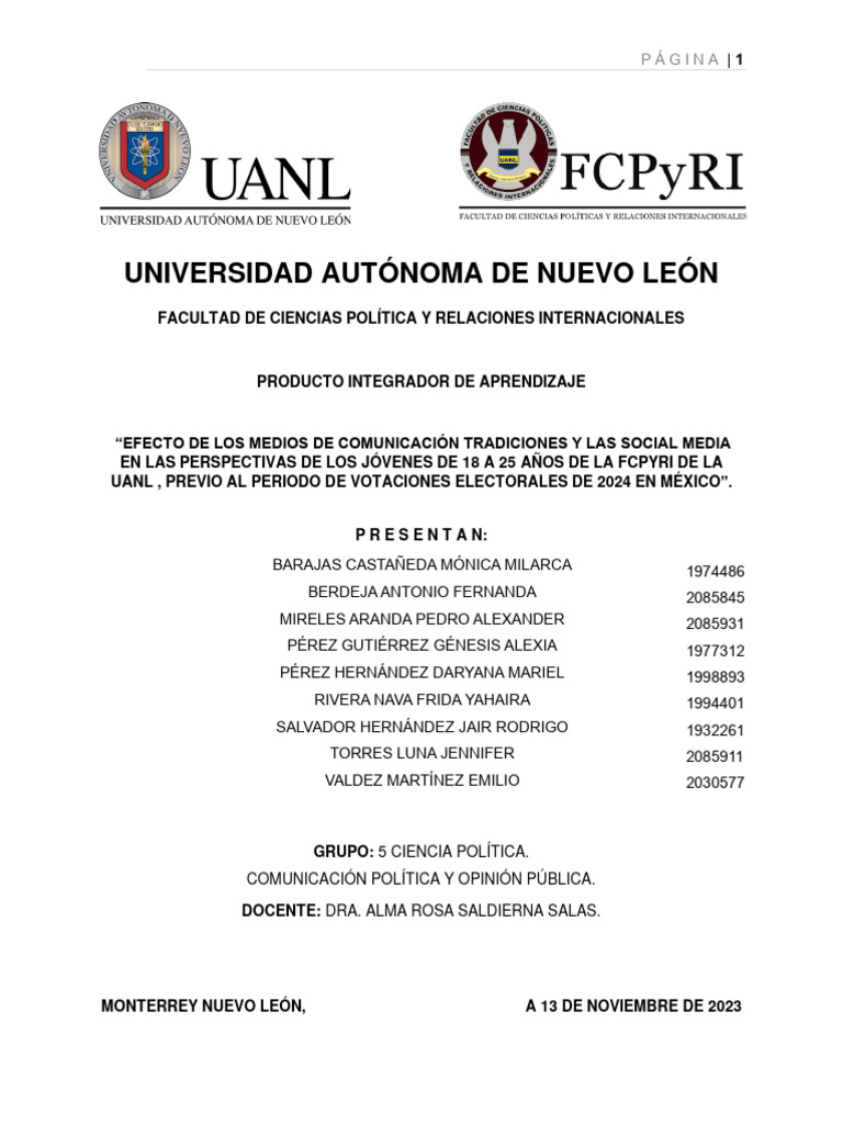 Producto Integrador de Aprendizaje - Eq - 01.CPOP. | PDF | Medios de comunicación) | Democracia