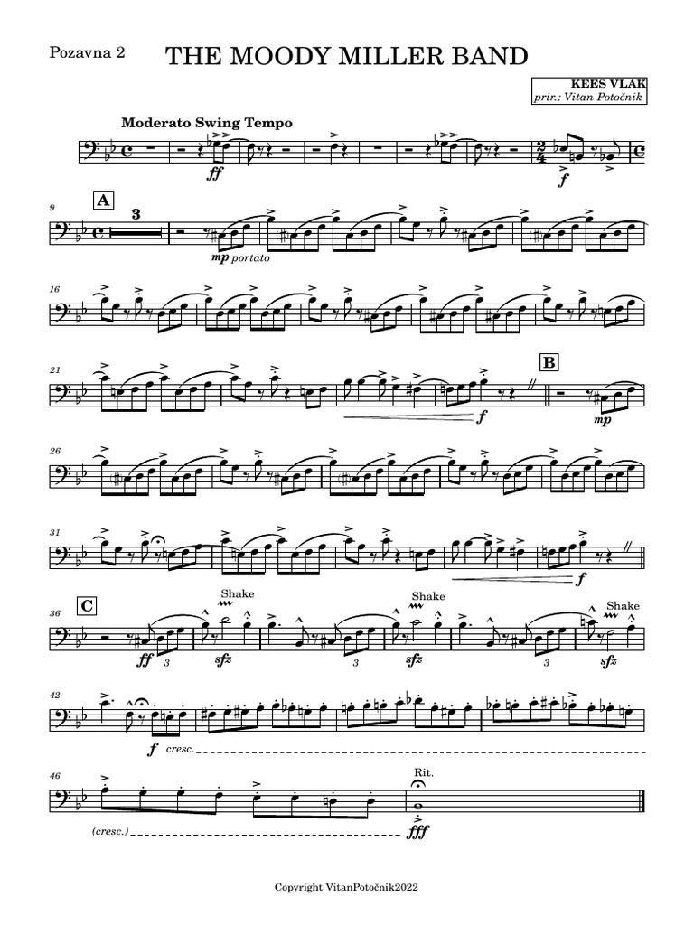 THE MOODY MILLER BAND-Pozavna 2 | PDF | Poetics | Musical Compositions