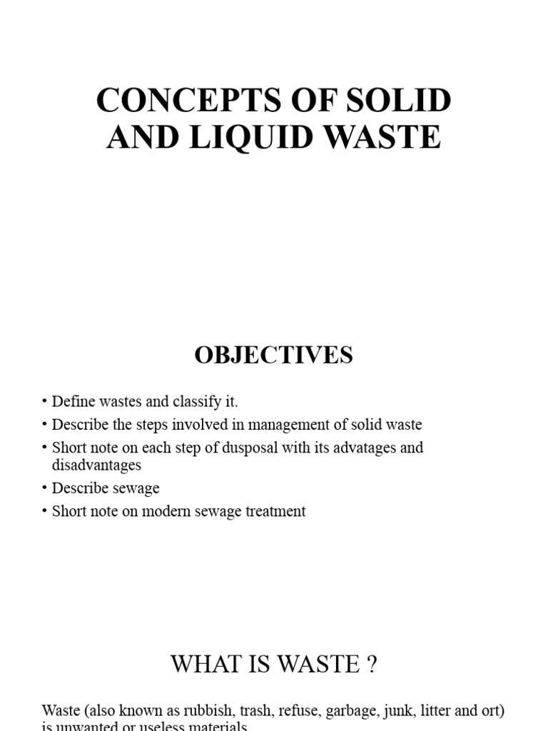 Concepts of Solid and Liquid Waste | PDF | Waste | Sewage Treatment