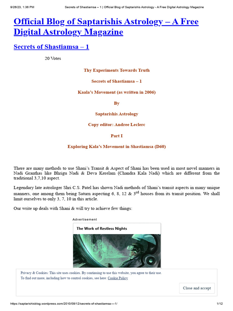 Secrets of Shastiamsa - 1 - Official Blog of Saptarishis Astrology ...