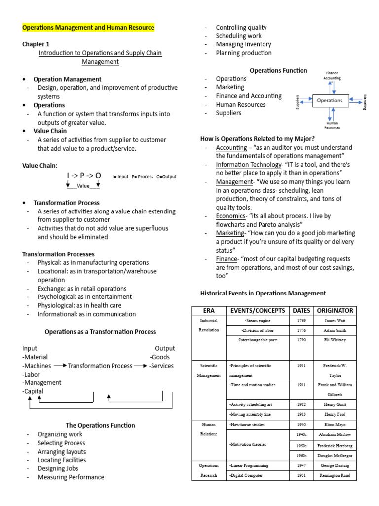 Operations Management and Human Resource | PDF | Strategic Management ...