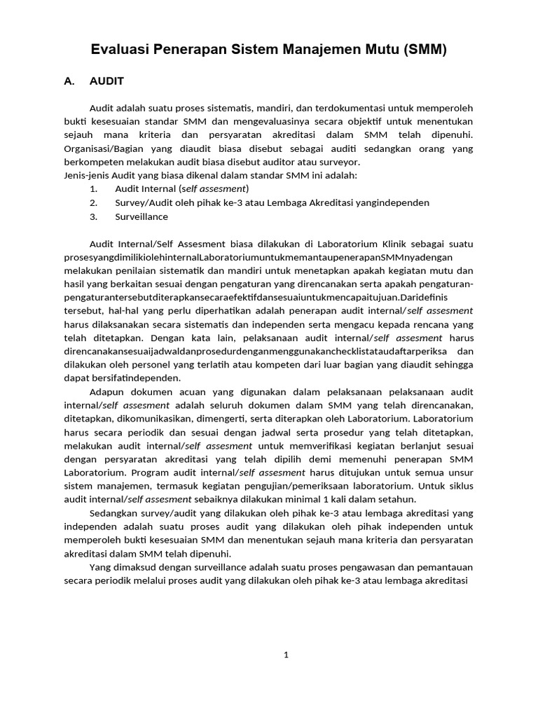 Materi 3, Evaluasi Penerapan Sistem Manajemen Mutu (SMM), Audit, Agus ...