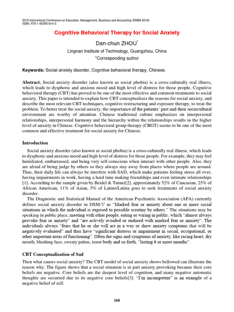 CBT China | PDF | Cognitive Behavioral Therapy | Anxiety