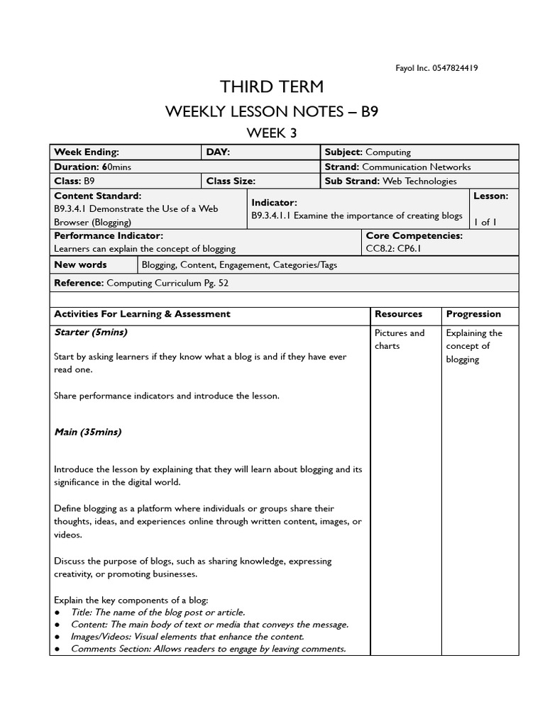 B9 Com WK3 | PDF | Blog | Learning