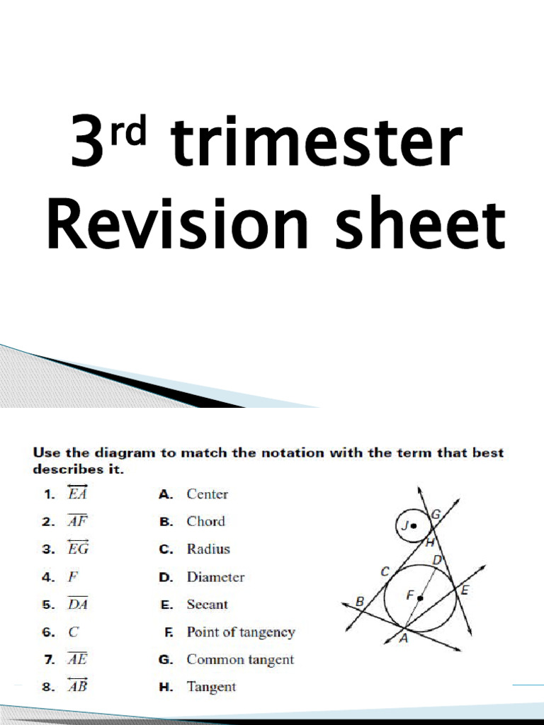 3rd Tri. Revision G9 Final Version | PDF | Circle | Pi