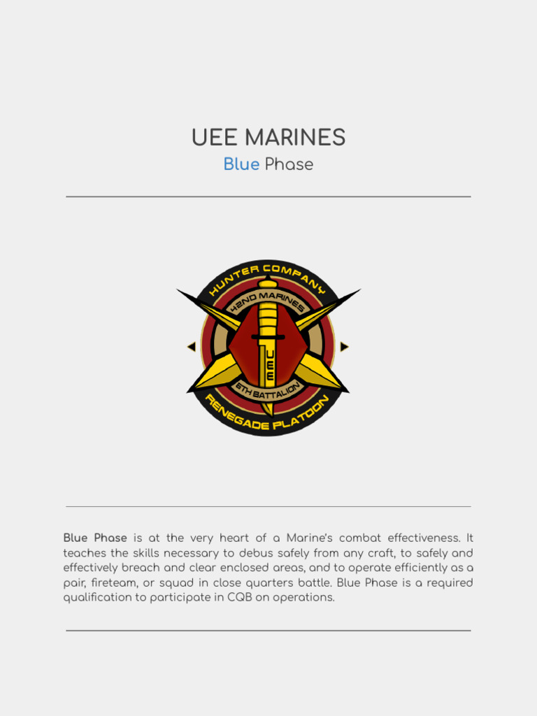 UEE Marines - Blue Phase (v2) | PDF | United States Marine Corps | Military