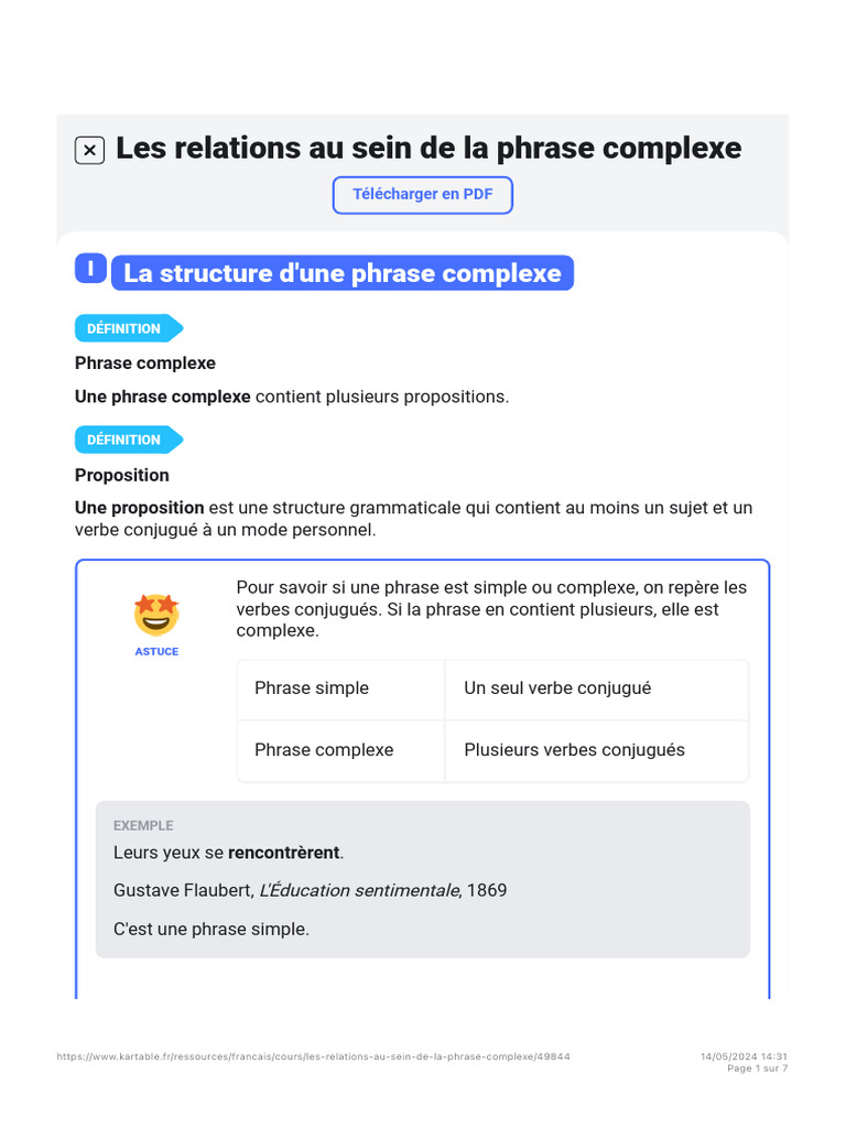 Relations dans la phrase complexe | PDF | Clause | Phrase