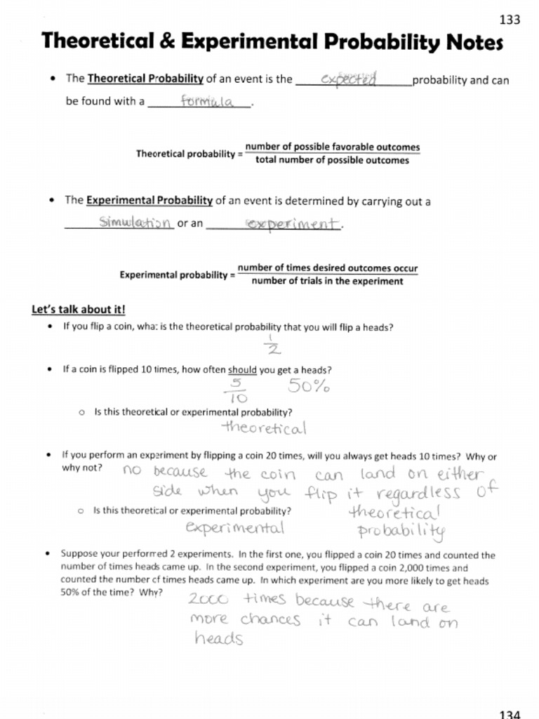 Experimental Probability Notes | PDF