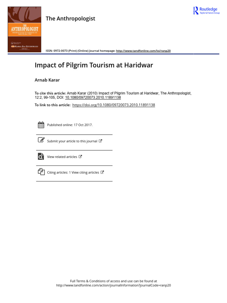 Impact of Pilgrim Tourism at Haridwar | PDF