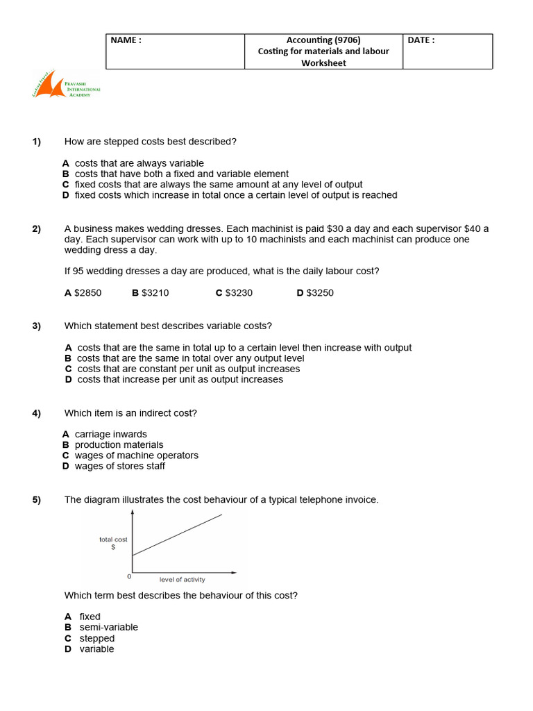 Costing For Materials And Labour Pdf Business Economics Economies