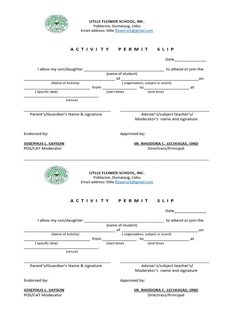 activity permit slip | PDF