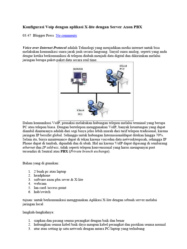 Konfigurasi VoIP dengan Axon PBX dan X-Lite | PDF | Bisnis | Komputer