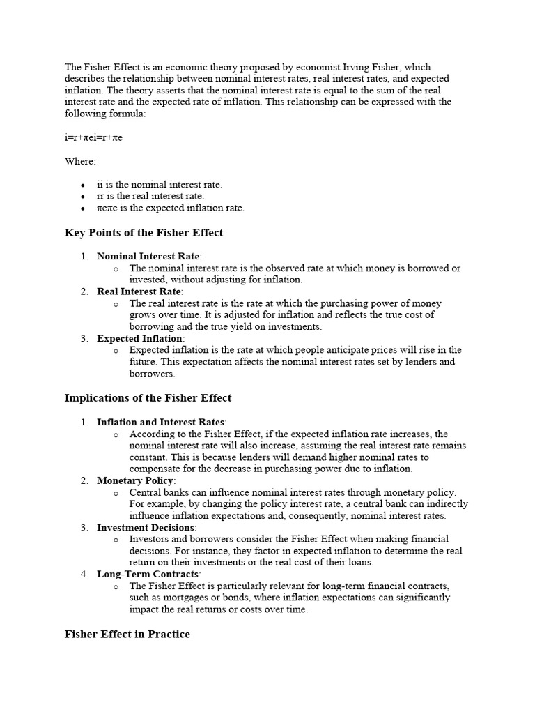 The Fisher Effect Is An Economic Theory Proposed by Economist Irving ...