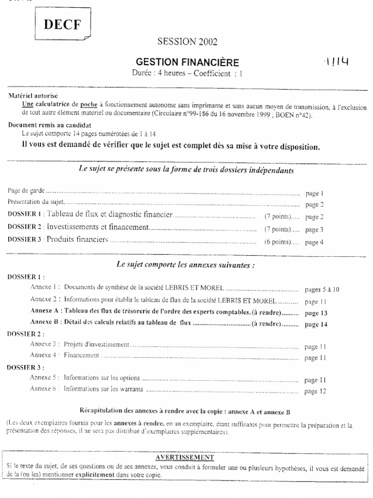 Decf Gestion - Financiere 2002 | PDF