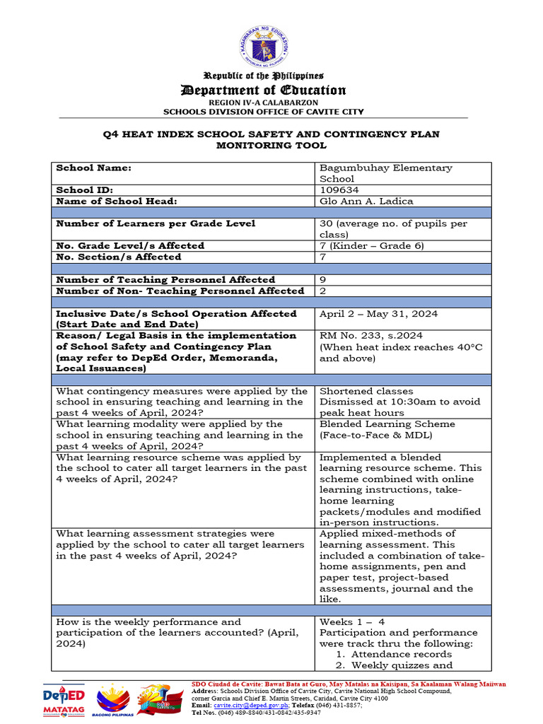 BES_Q4_Heat_Index | PDF | Learning | Cognition