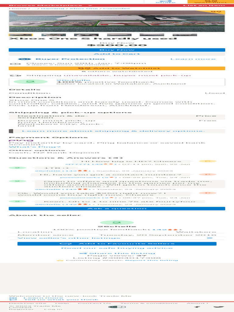 Xbox One Trade Me Marketplace | PDF