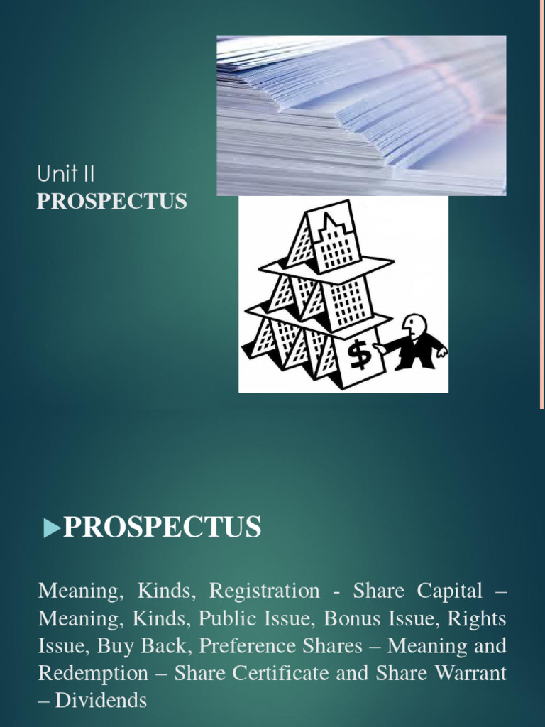 CL - Unit II - Prospectus | PDF | Share Repurchase | Dividend
