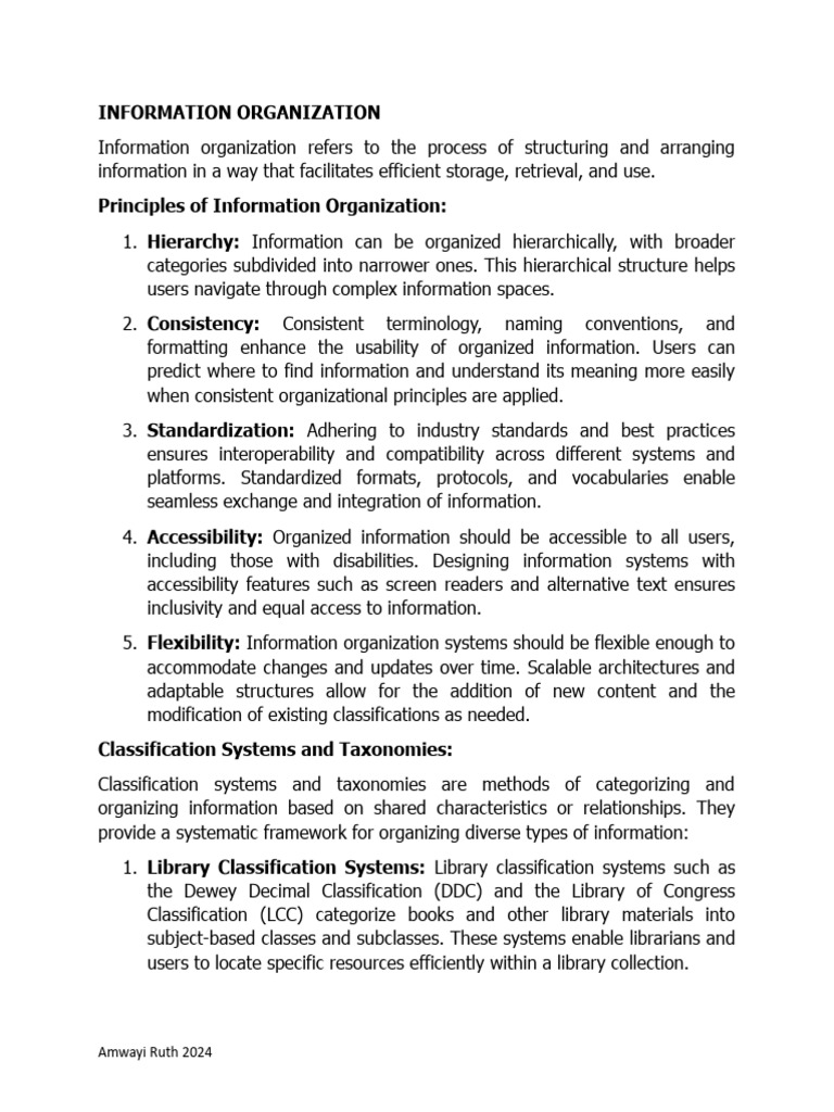 Principles of Information Organization | PDF | Metadata | Information