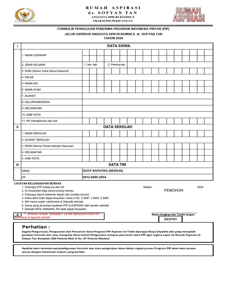 Formulir Pip (Dedy Saputra) | PDF