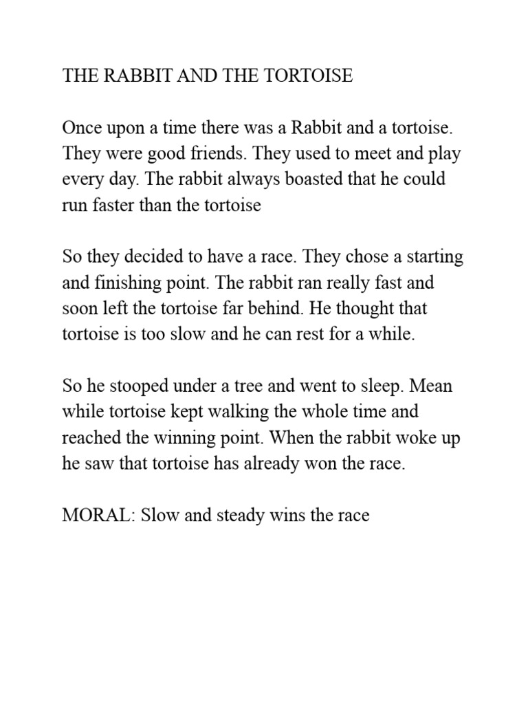 Rabbit vs Tortoise: A Timeless Fable | PDF