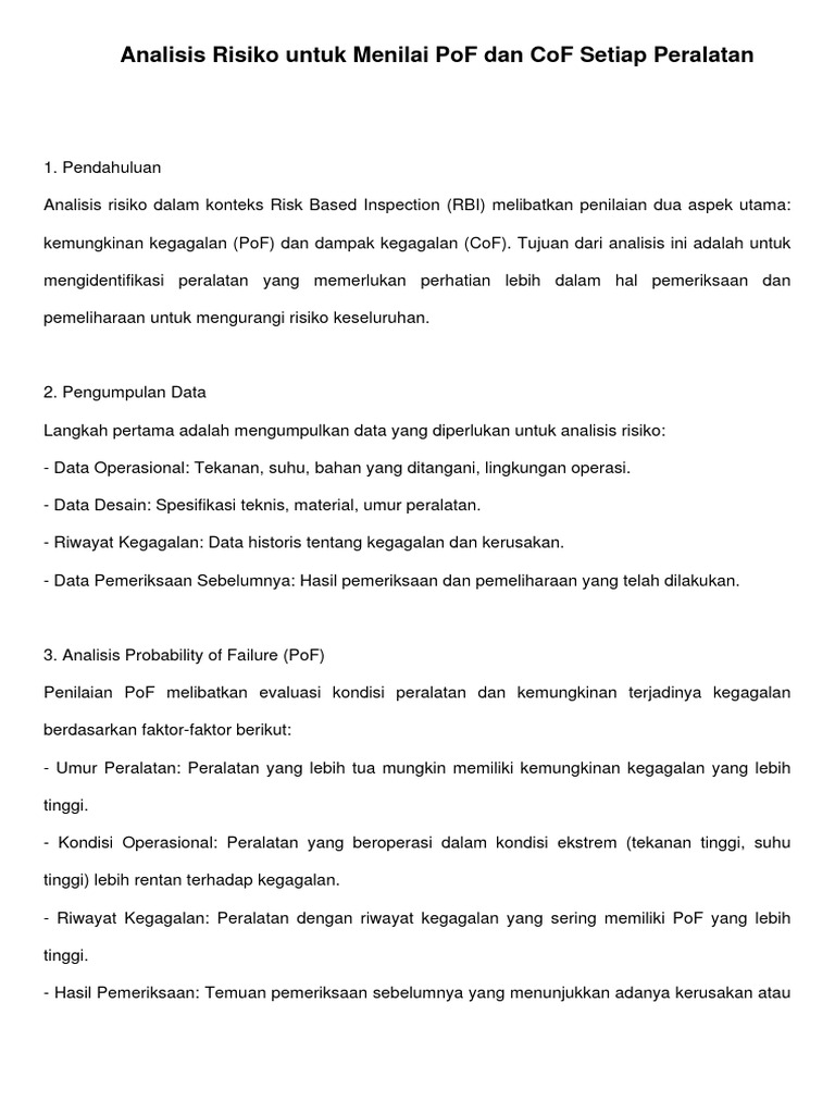 Analisis Risiko PoF CoF Peralatan | PDF | Sains & Matematika