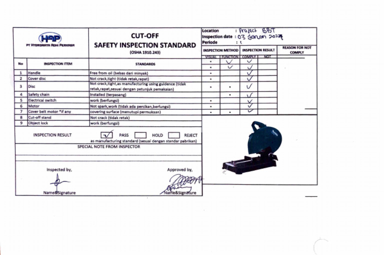 Cut of Inspection | PDF | Safety
