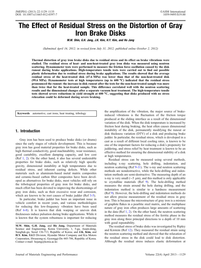 The Effect of Residual Stress On The Distortion of Gray | PDF ...