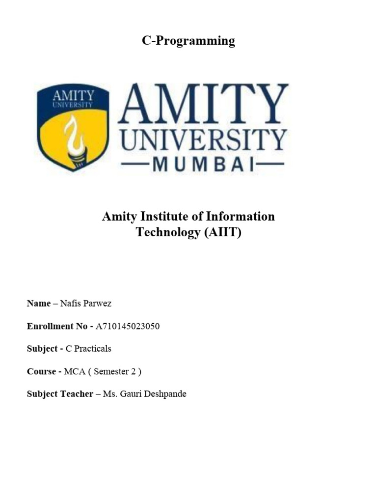 C Practicals 1 To 3 By Nafis Parwez Pdf String Computer Science Computer Programming 
