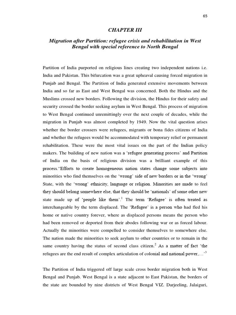 Refugee Problem | PDF | Partition Of India | Human Migration