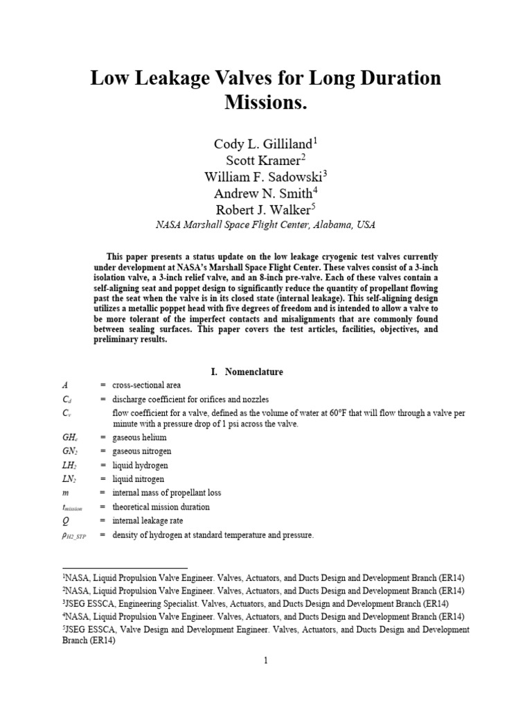 Low Leakage Cryogenic Valve Development | PDF | Valve | Liquid ...