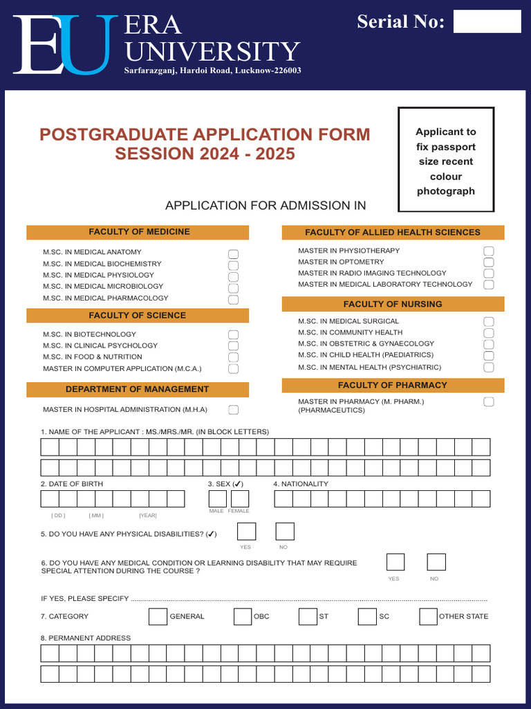 PG Form | Download Free PDF | Health Care | Medicine