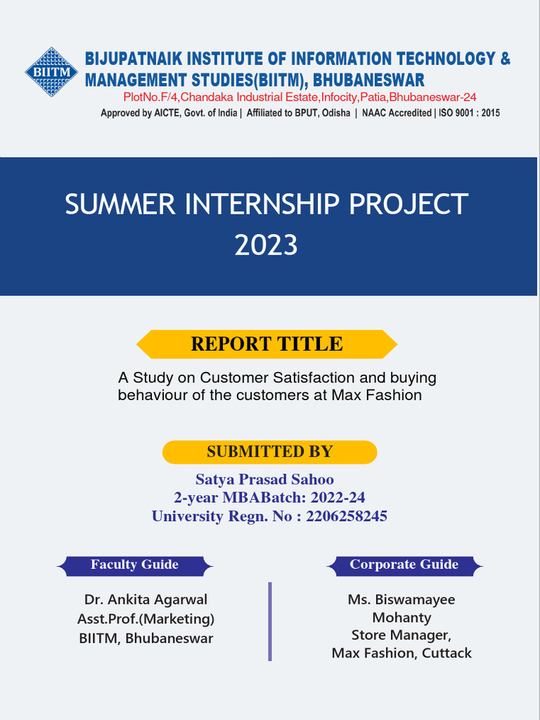 Satya Prasad Sahoo Final SIP Report | PDF | Retail | Strategic Management