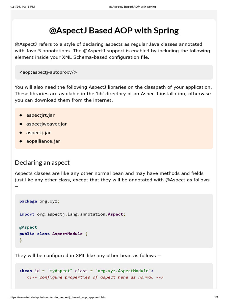@AspectJ Based AOP With Spring | PDF | Models Of Computation | Software Development