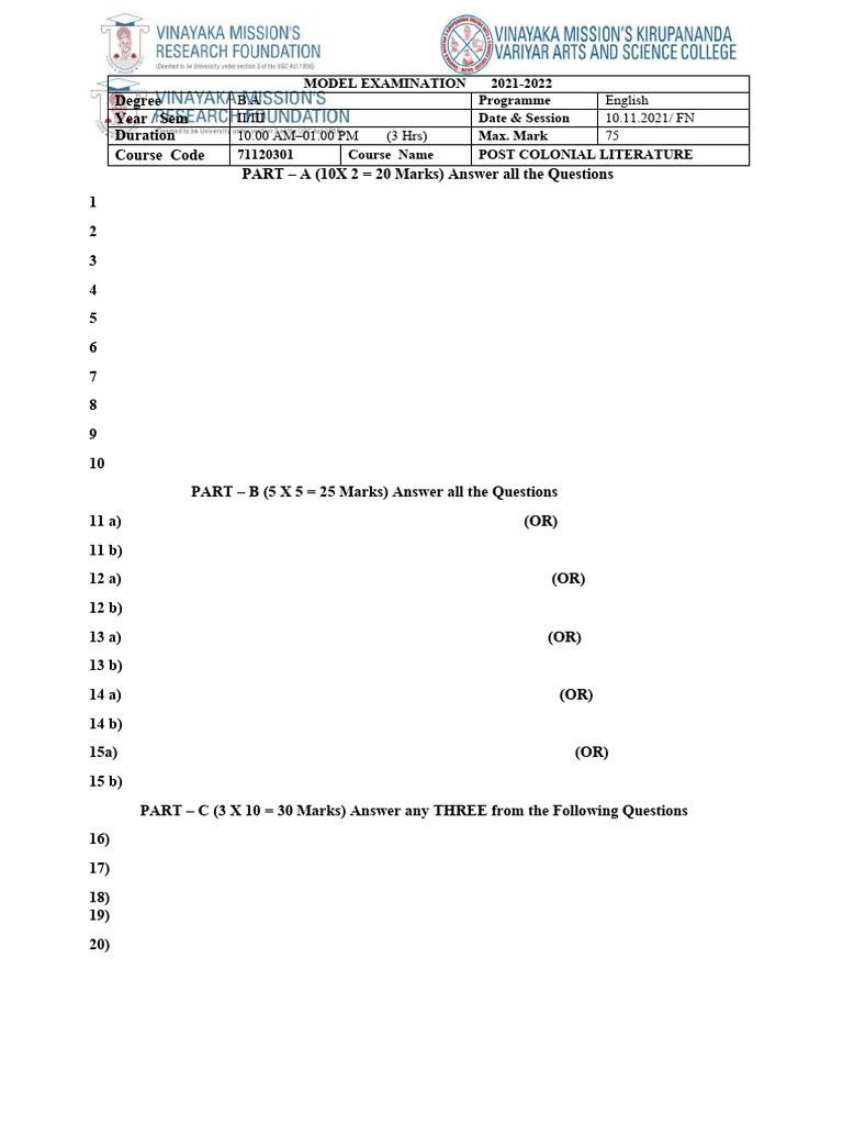 UG MODEl Template | PDF