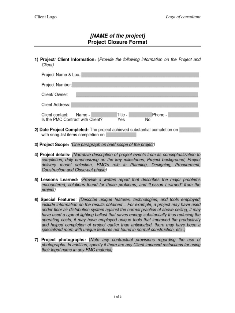 Project Closure Format | PDF | Business