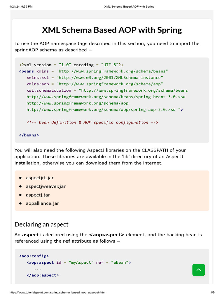 XML Schema Based AOP With Spring | PDF | Xml Schema | Xml