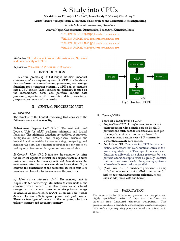 IEEE Research Paper On Central Processing Units | PDF | Central Processing Unit | Computer Data ...