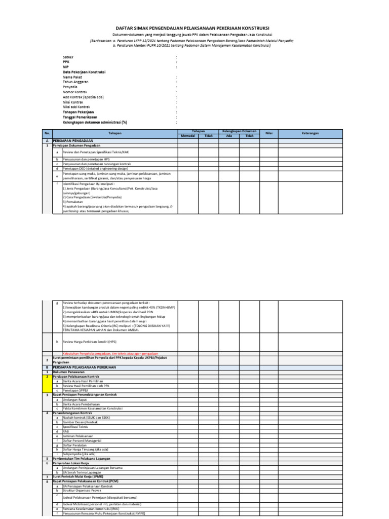 Daftar SIMAK Pekerjaan Konstruksi | PDF